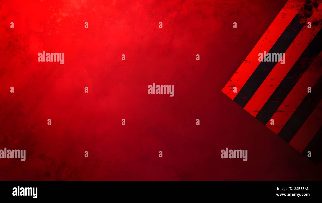 Bright red alert theme with bold diagonal lines and open space for ...