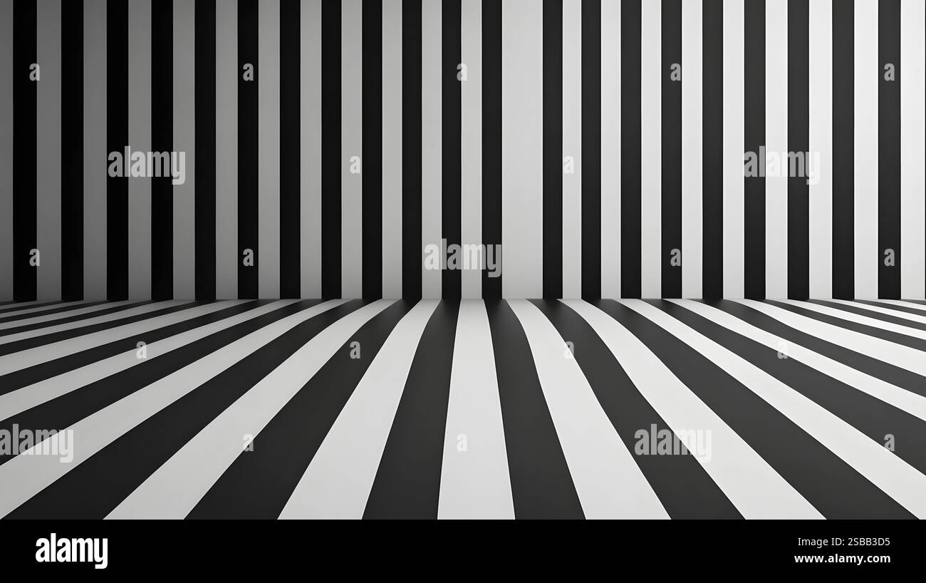 Striking black and white striped background with subtle 3D shadowing ...