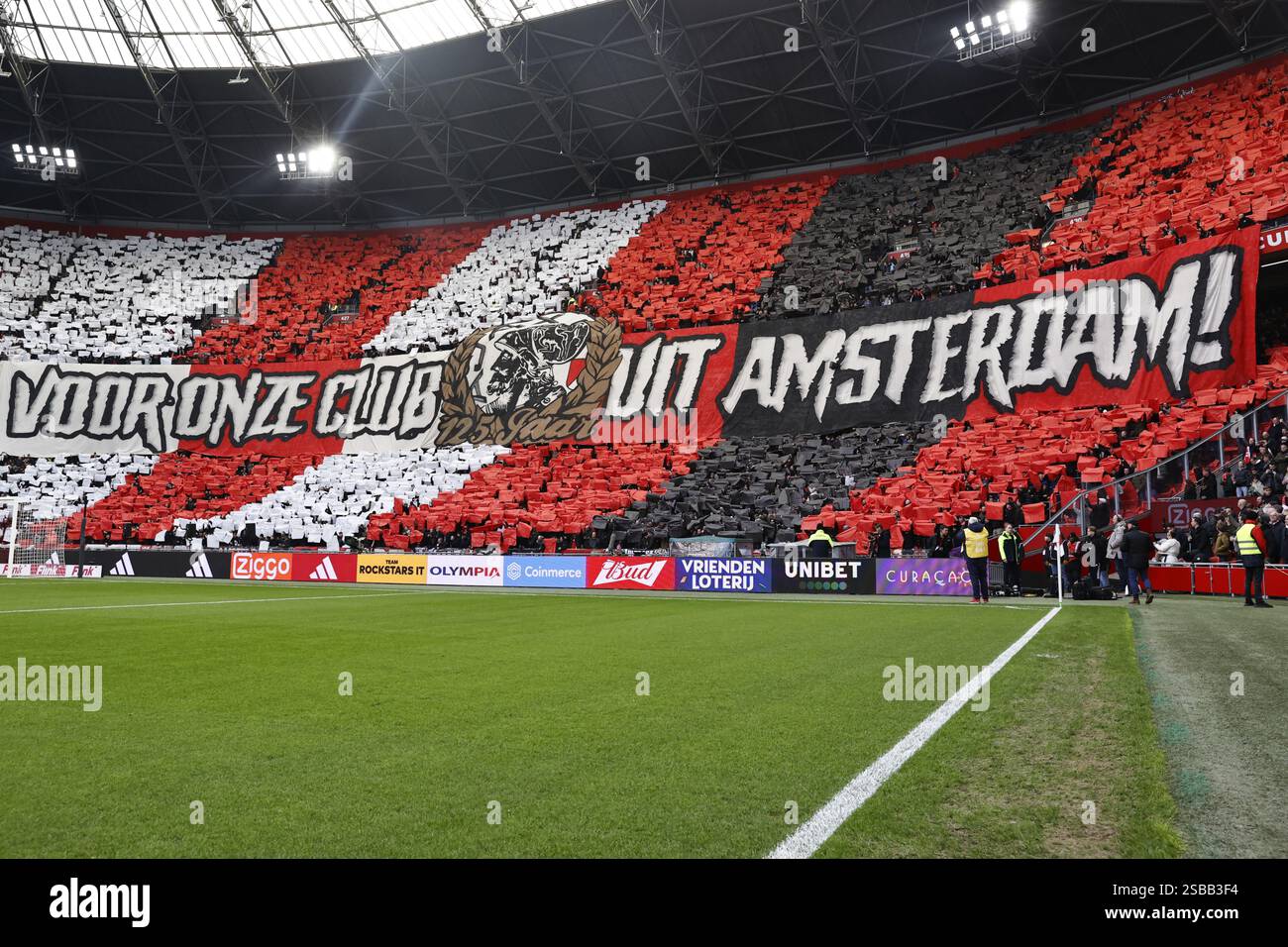 AMSTERDAM - Banner Ajax fans during the Dutch Eredivisie match between ...