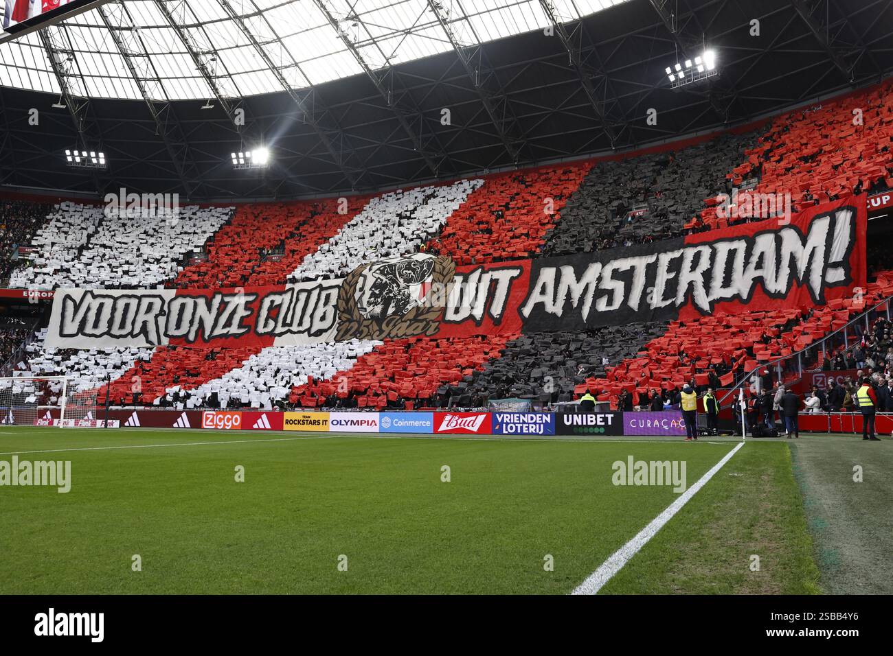 AMSTERDAM - Banner Ajax fans during the Dutch Eredivisie match between ...