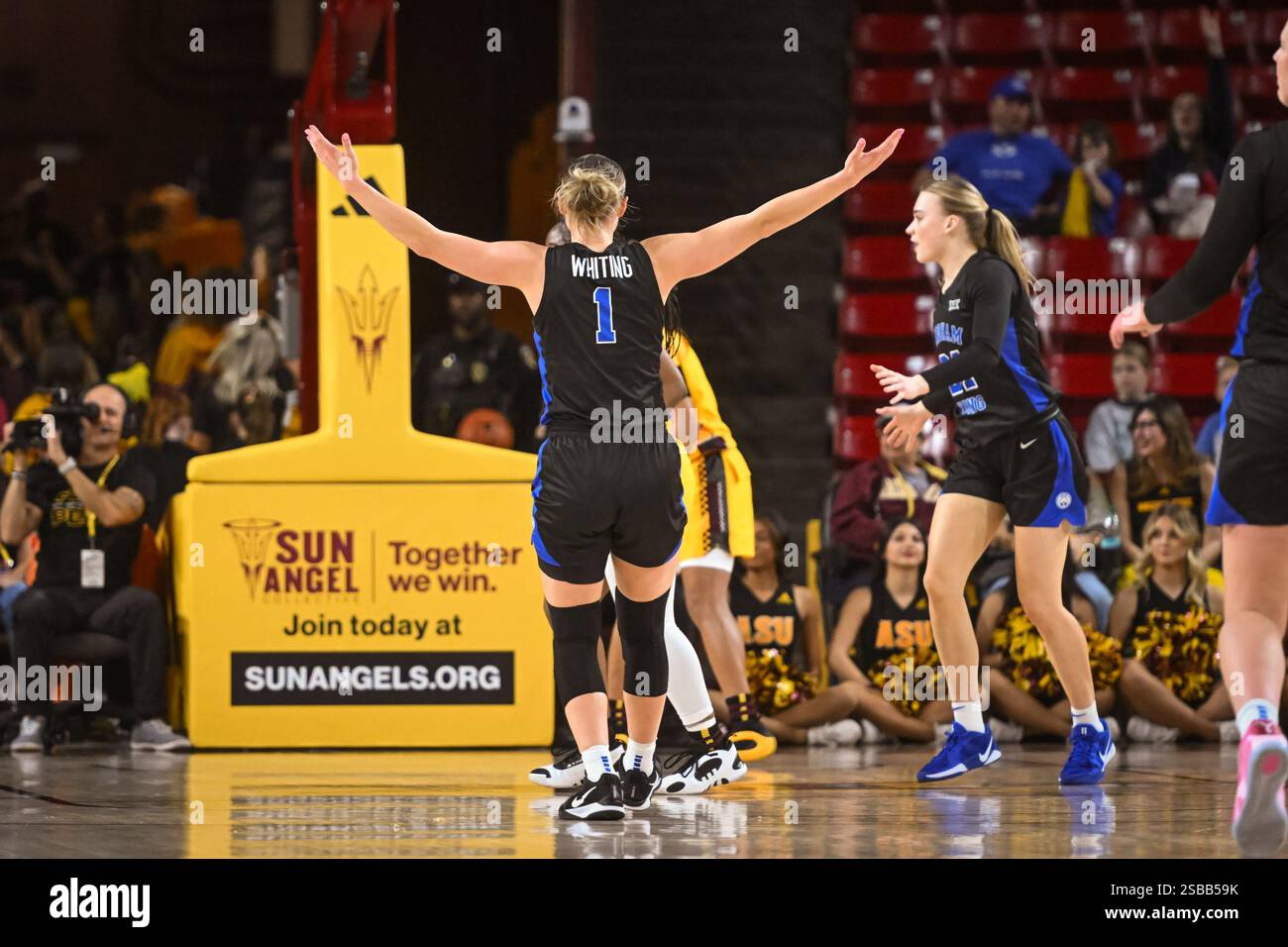 BYU Cougars guard Amari Whiting (1) celebrates after making a three ...