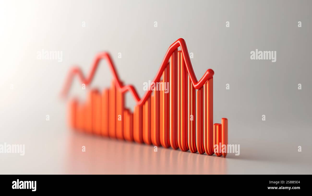 Flowing 3D line graph chart depicting dynamic financial data ...
