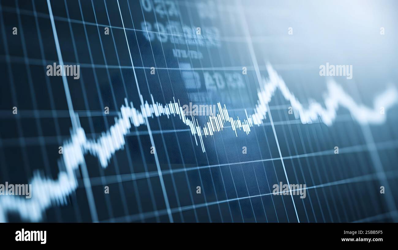 Futuristic digital finance visualization with dynamic flowing line ...