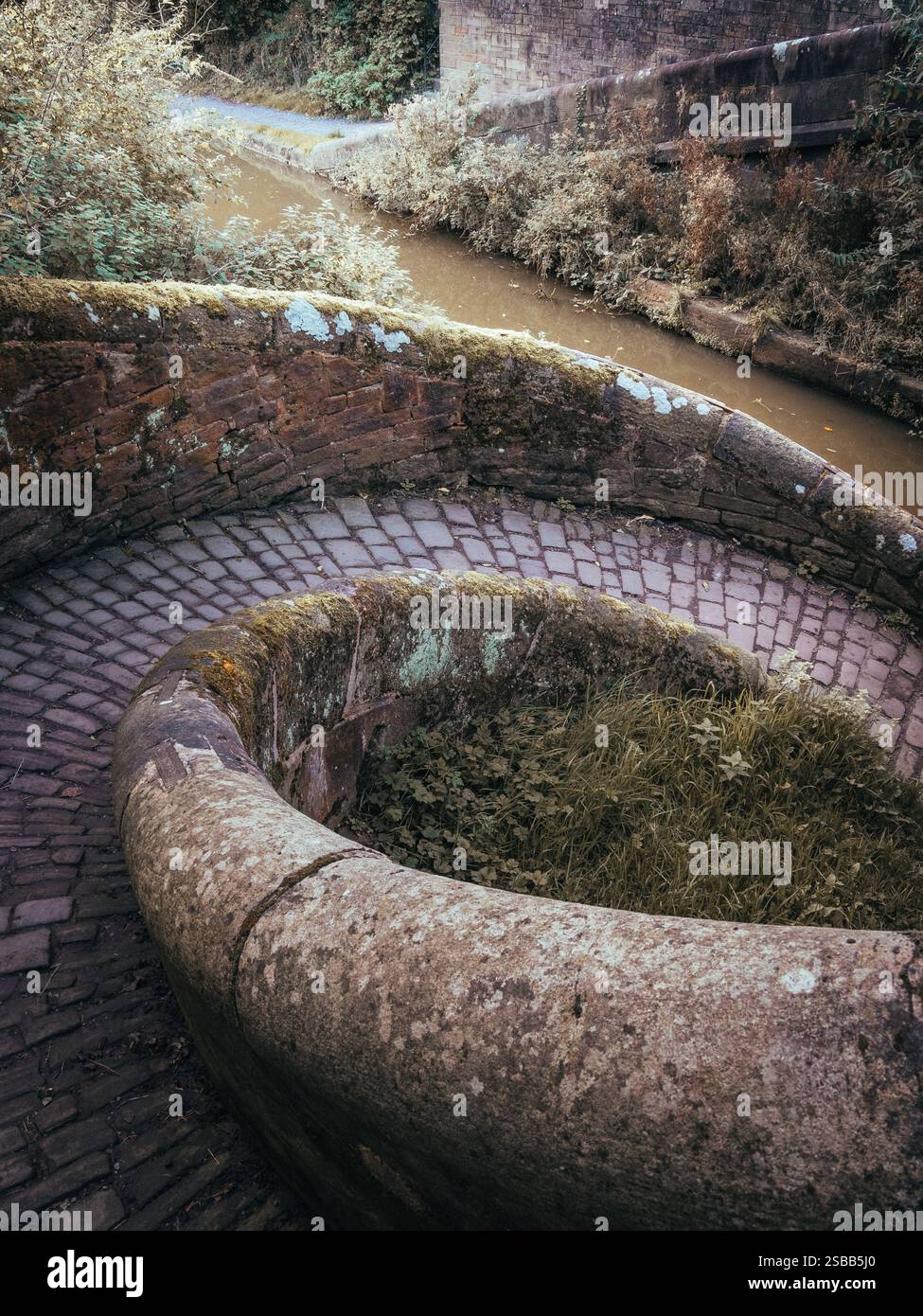 Looping towpath bridge over a canal Stock Photo - Alamy