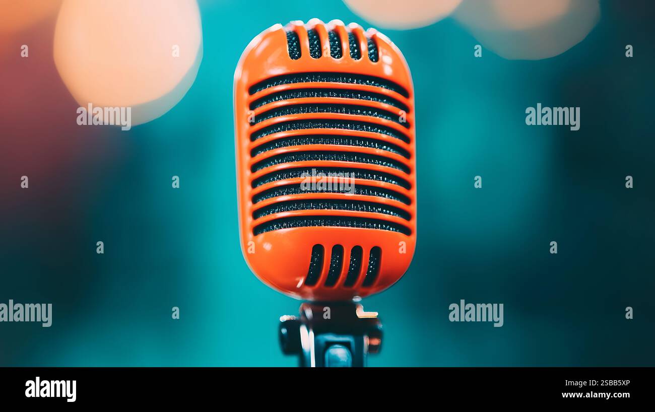 Vintage Style Red Microphone for Professional Audio Recording ...