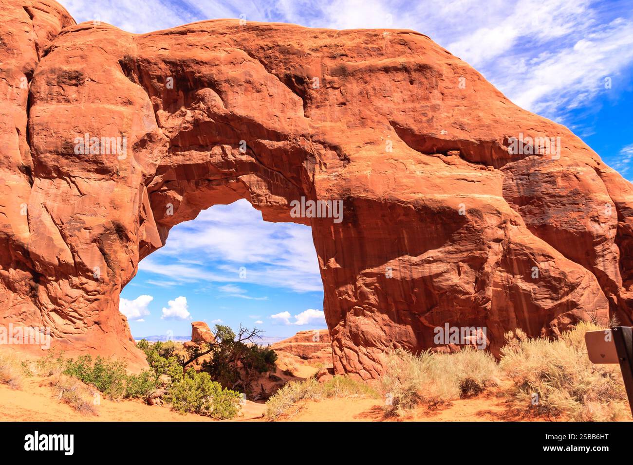 A large rock archway with a small tree growing out of it. The archway ...