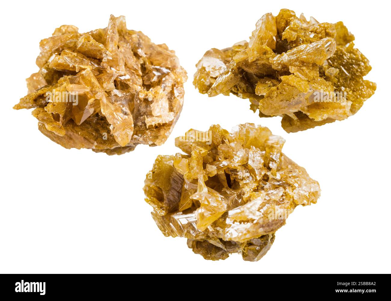 set of various samples of raw cerussite minerals isolated on white ...