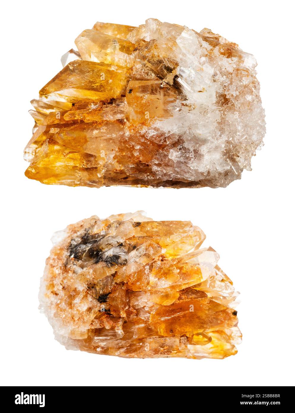 set of various samples of raw creedite minerals isolated on white ...
