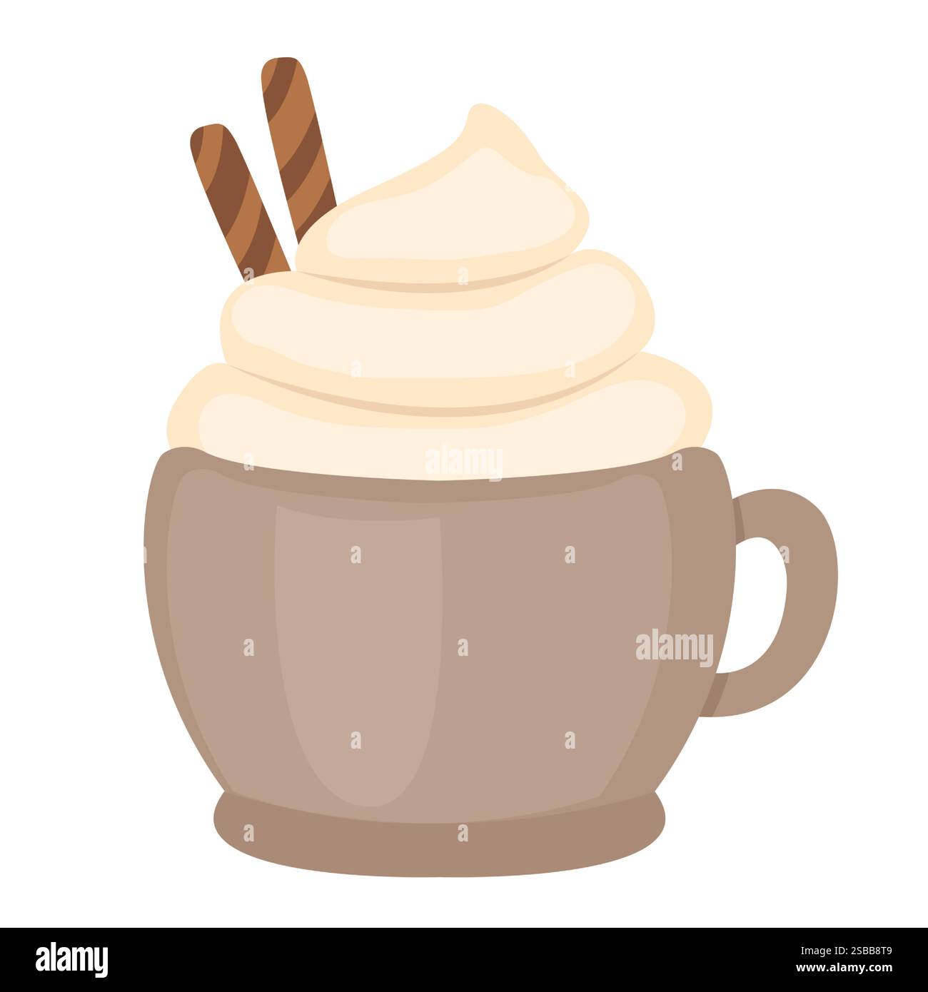 Delicious dessert cream and flute wafers cartoon isolated object ...