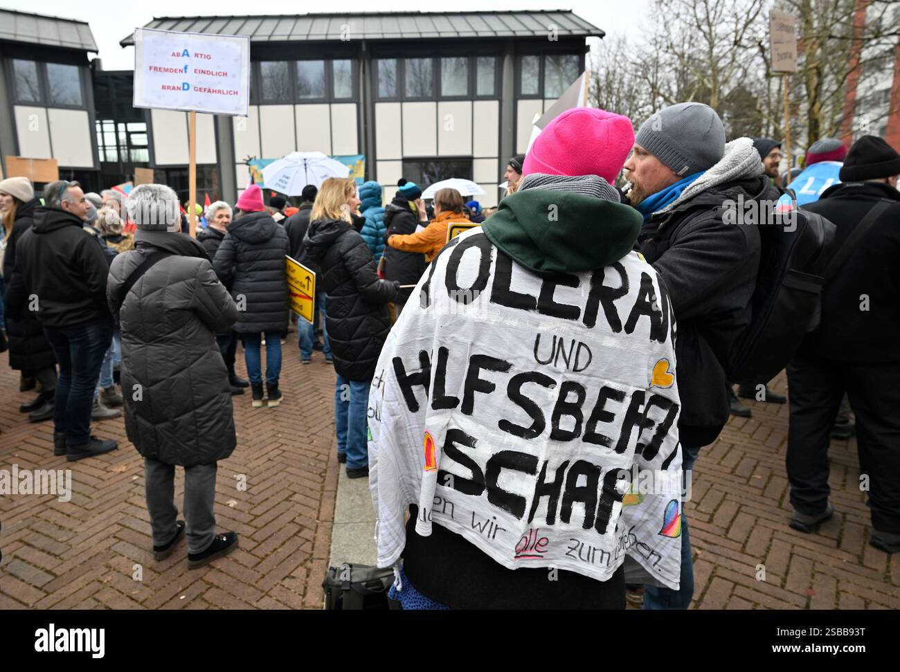 Dachau, Germany. 02nd Feb, 2025. Participants in a demonstration under the slogan "Democracy ...