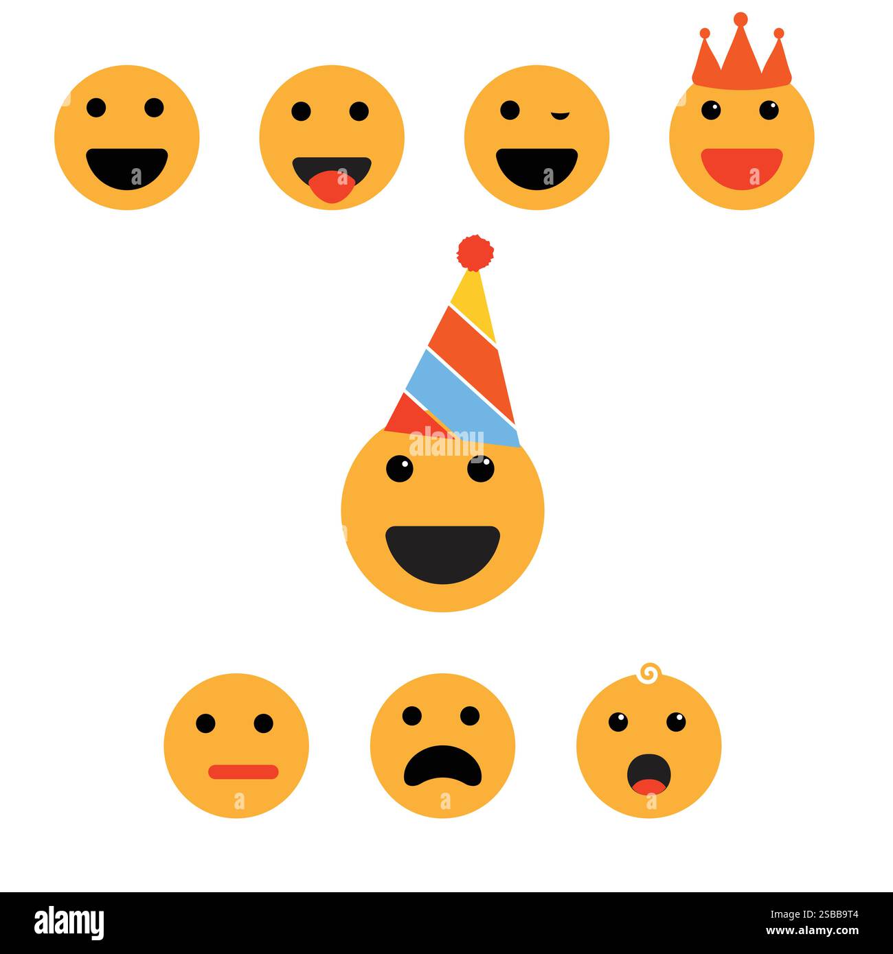 Basic smileys bundle yellow smiley faces Stock Vector Image & Art - Alamy