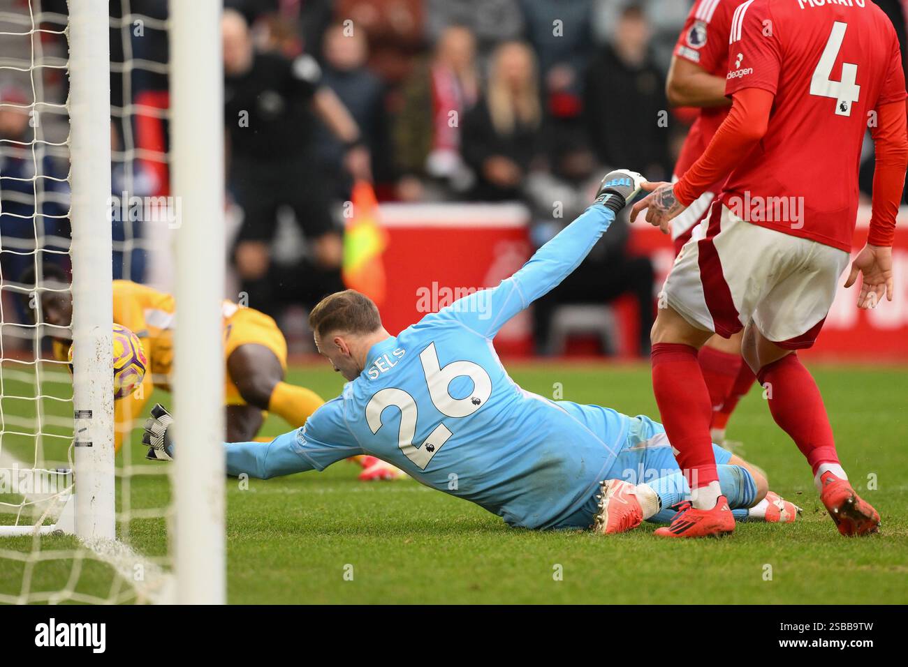 Matz Sels, Nottingham Forest goalkeeper makes a save during the Premier ...