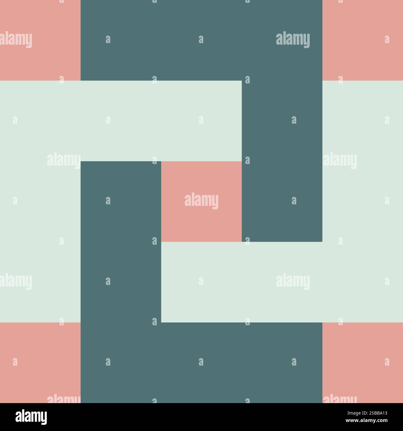 Mint and teal green interlocking rectangles on a pink background Stock ...