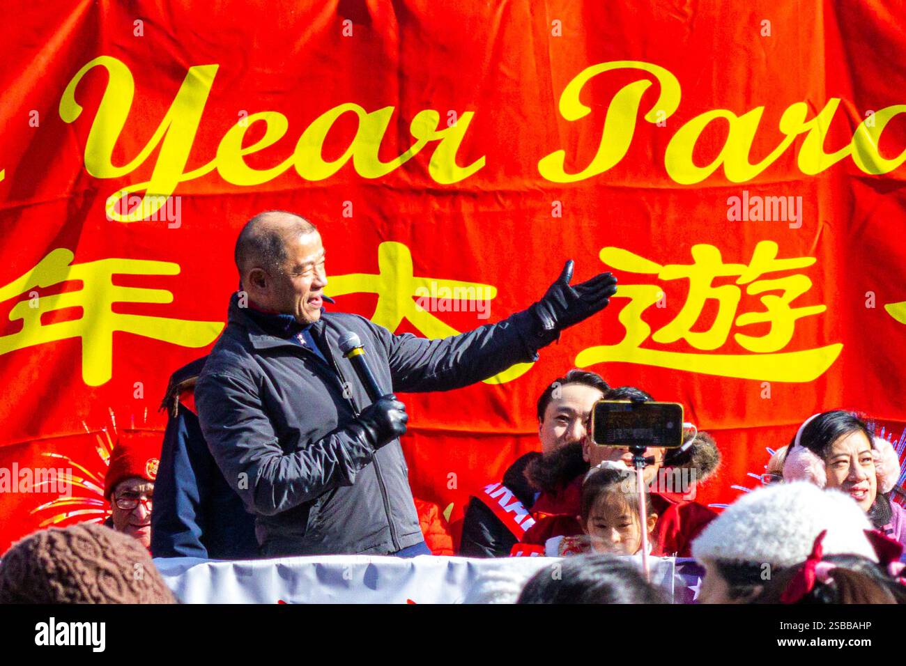New York City, USA. 1st February, 2025. New York State Senator John Liu speaks at the Lunar New ...