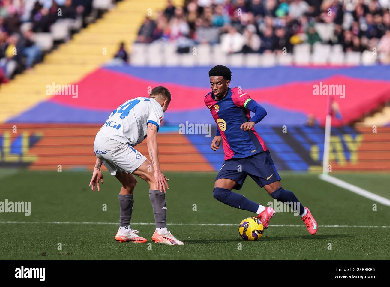 Alejandro Balde of FC Barcelona in action during the Spanish league, La ...