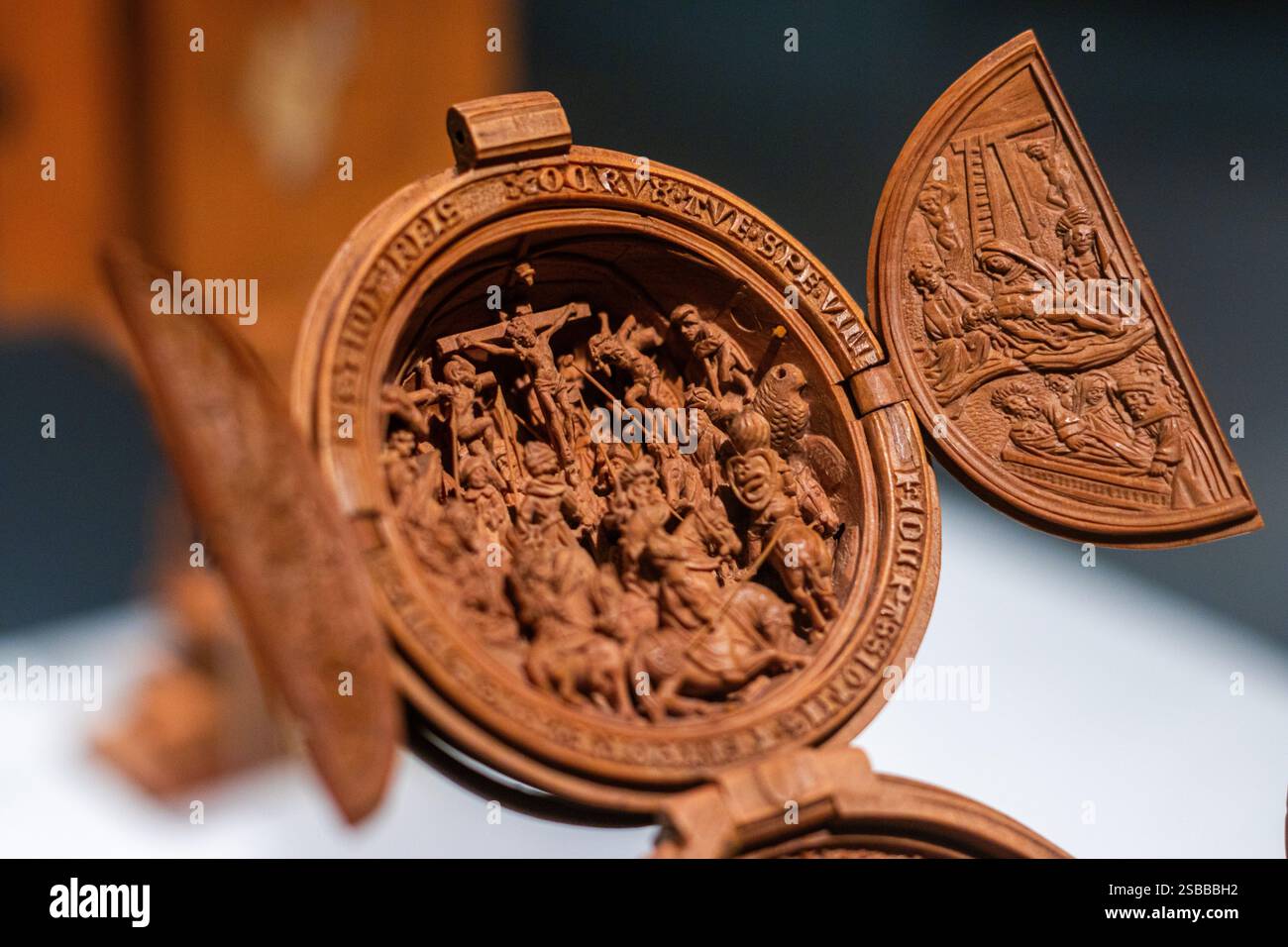 A Gothic boxwood miniature prayer bead, dating from the 15th or 16th ...