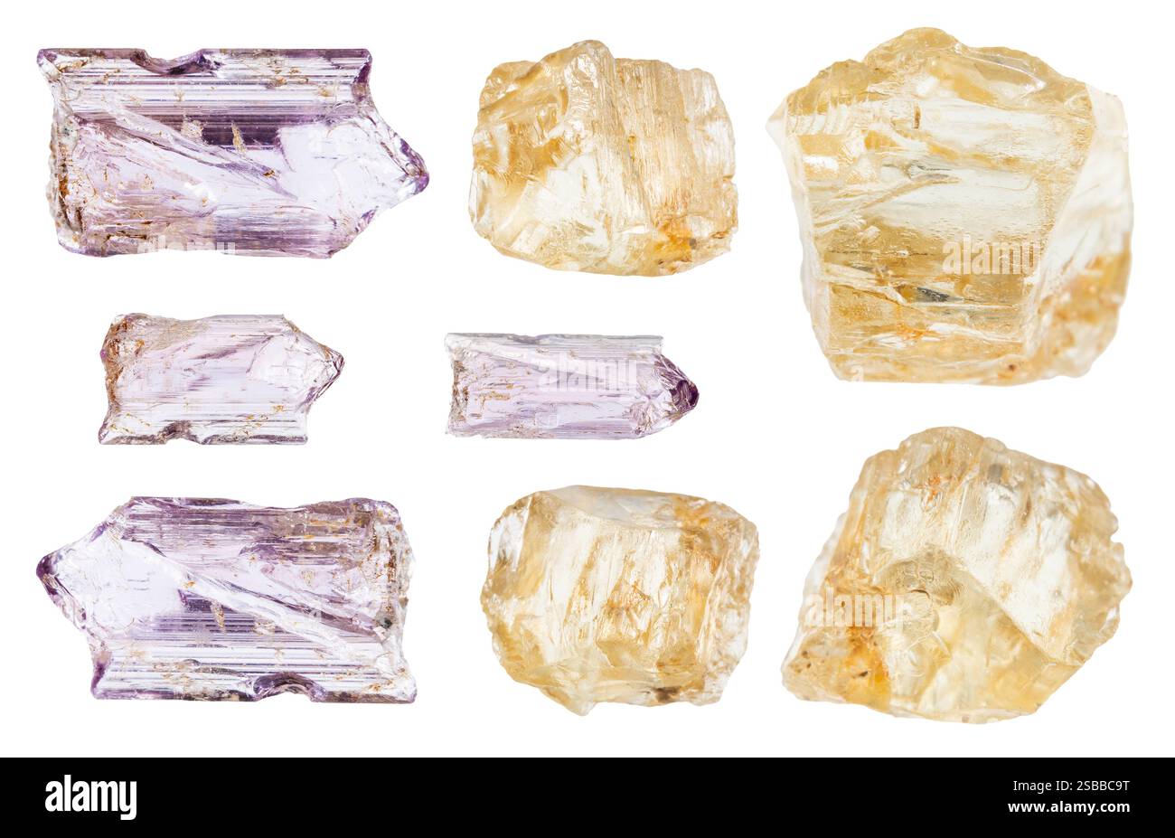 set of various samples of raw scapolite minerals isolated on white ...