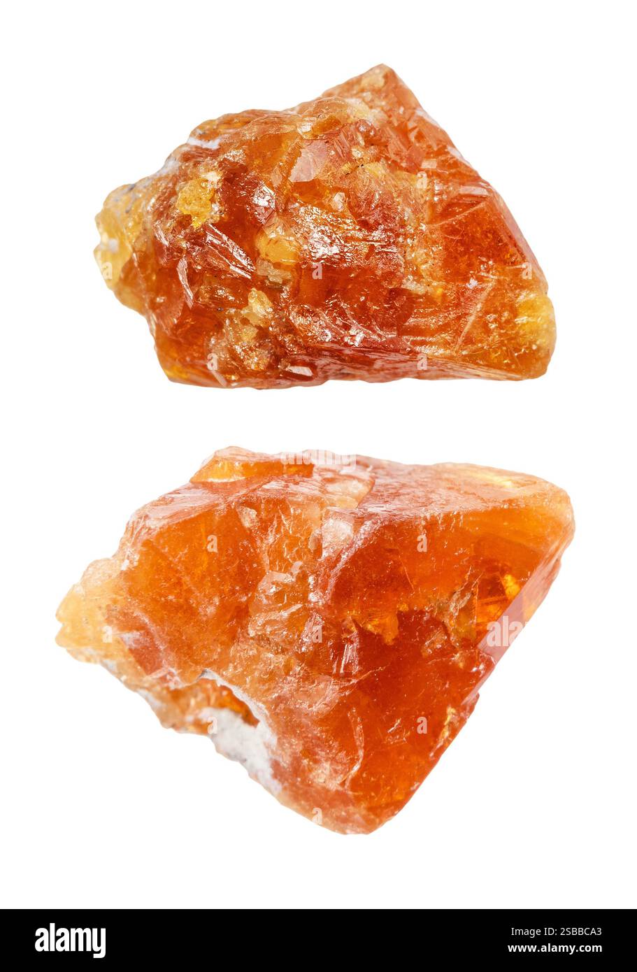 set of various samples of raw scheelite minerals isolated on white ...