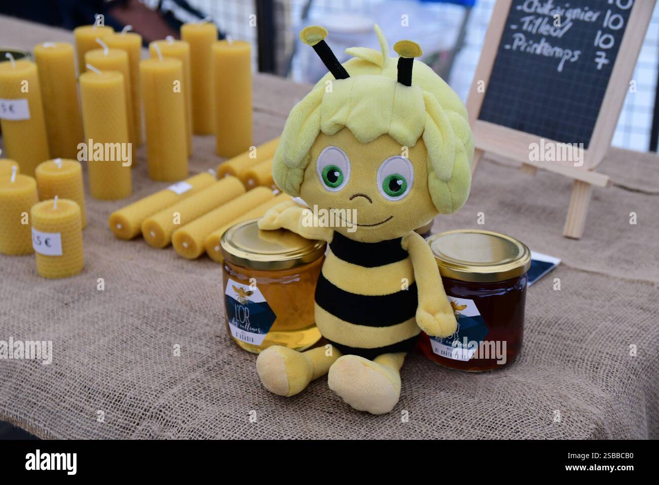 Lyon, France. 01st Feb, 2025. Pots of honey seen during the honey and ...
