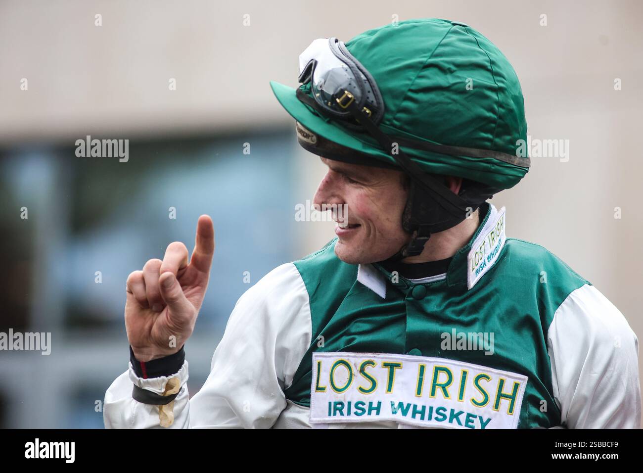 Jockey Danny Mullins celebrates a winning on Solness in the Ladbrokes ...