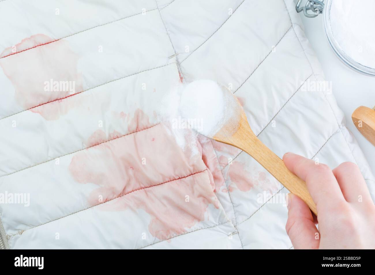 DIY cleaning method using natural products to remove stains. top view ...