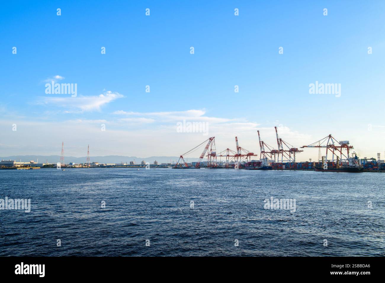 Osaka, Japan; 11 10 2024: Large cranes at Osaka port, Marine cargo ...