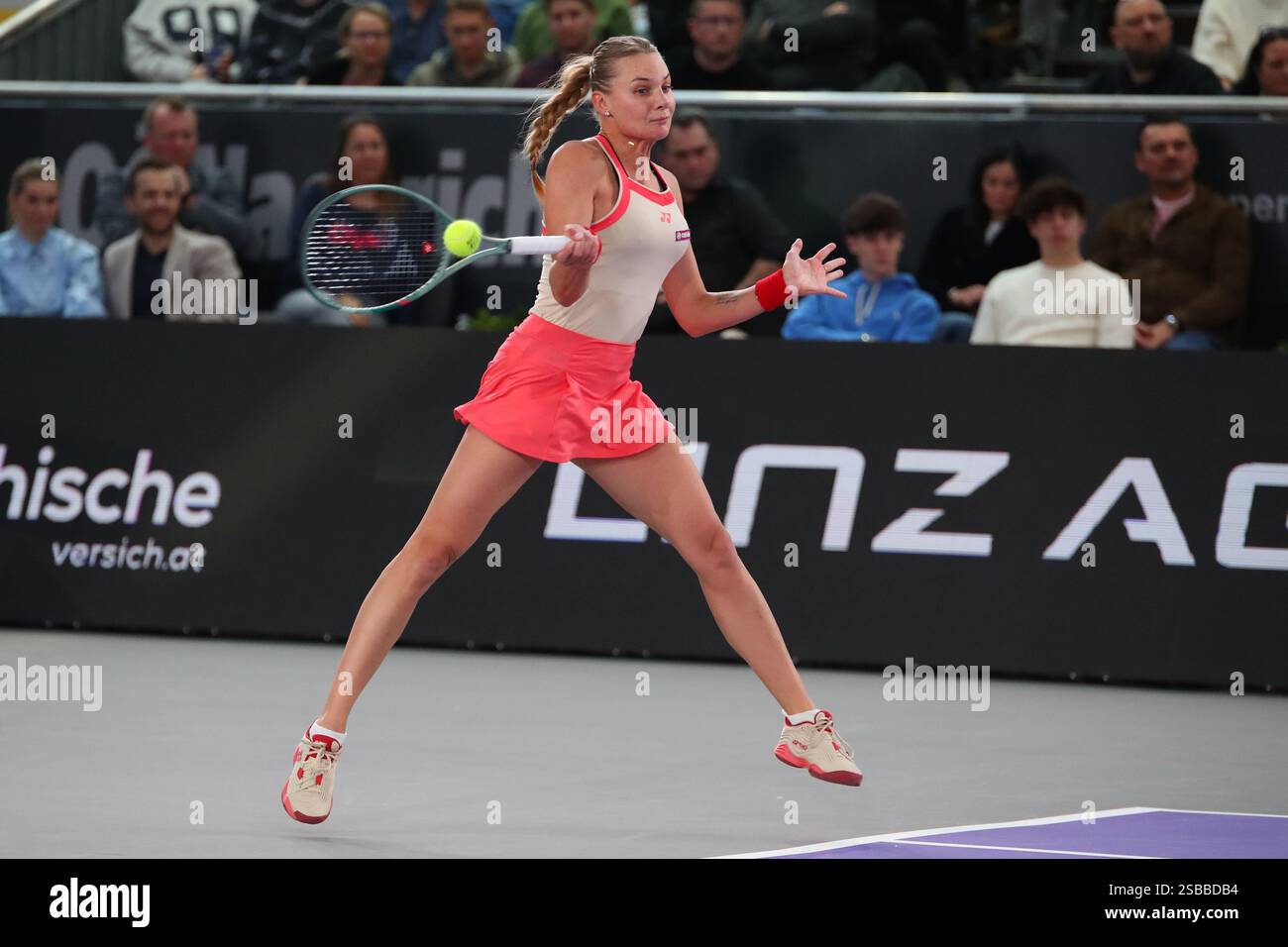 LINZ, AUSTRIA - FEBRUARY 2: Dayana Yastremska of Ukraine in action ...