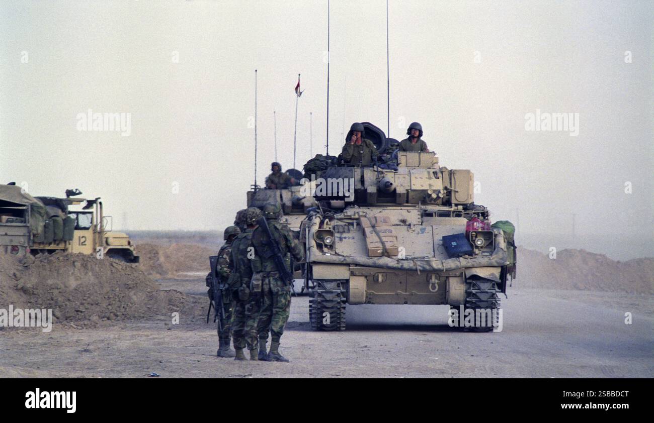 First Gulf War: 26th March 1991 A column of U.S Army 4th Squadron 7th ...