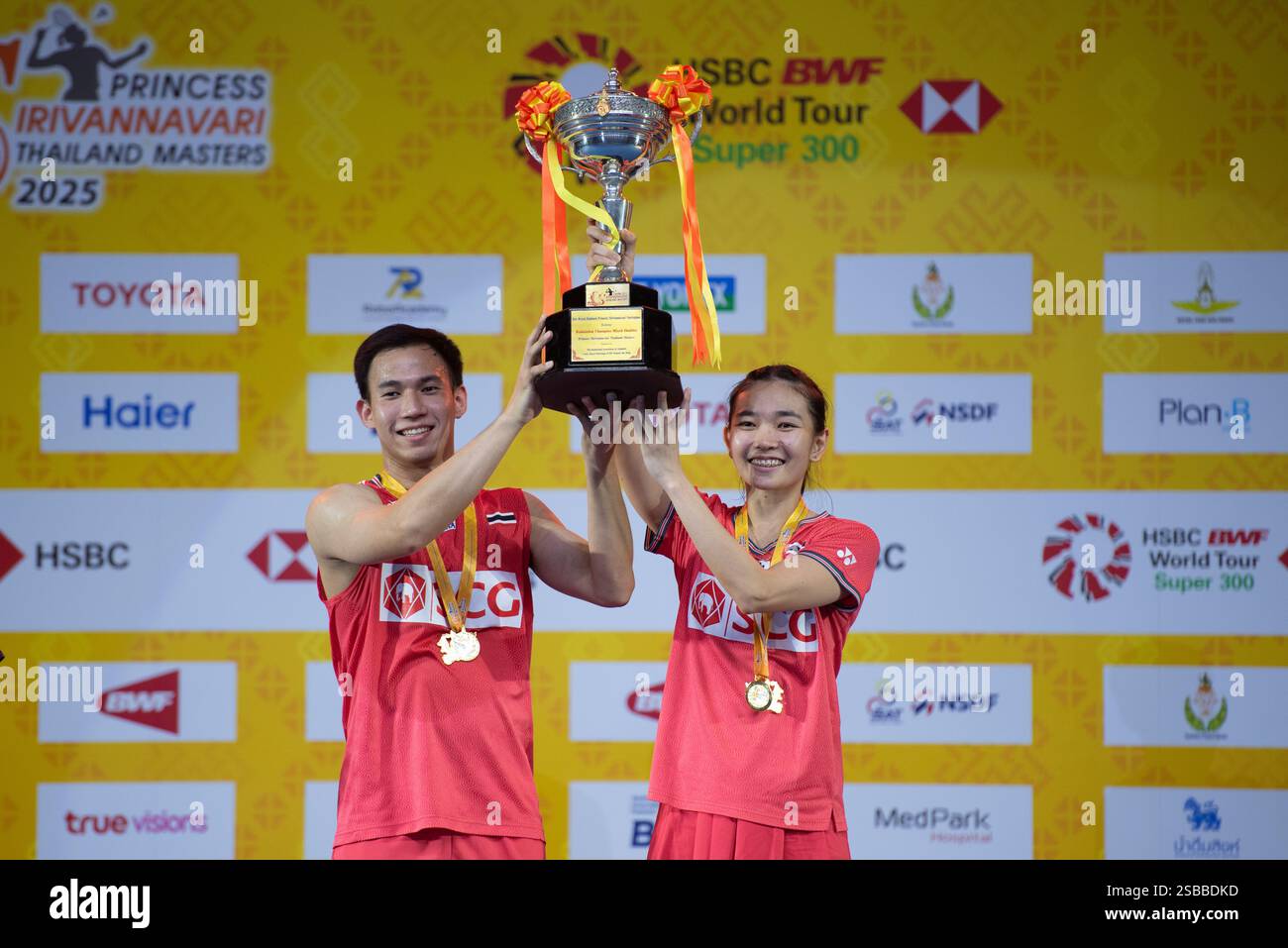 Bangkok, Thailand. 02nd Feb, 2025. Dechapol PUAVARANUKROH and Supissara PAEWSAMPRAN badminton ...