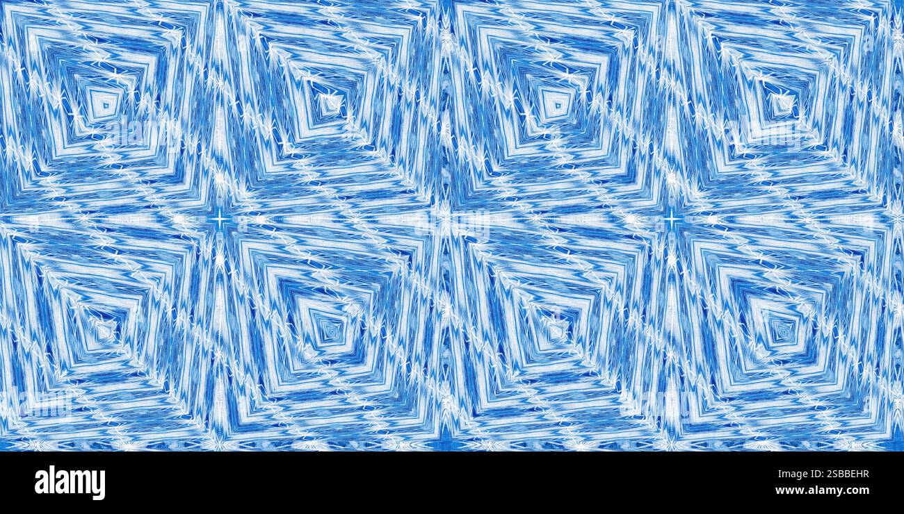 Geometric indigo shape seamless border. Irregular hand drawn batik ...