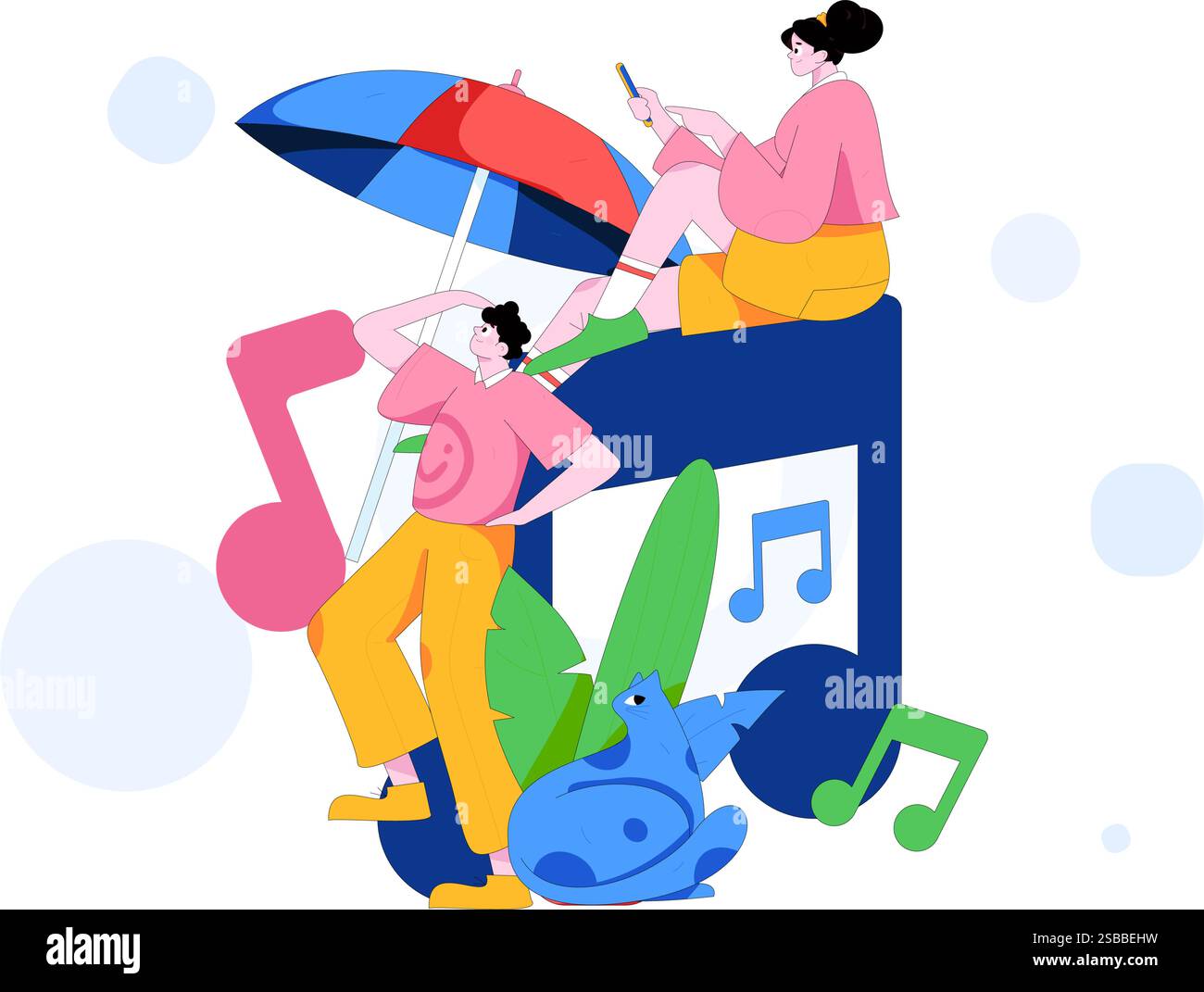Music characters scene flat vector concept operation illustration Stock ...