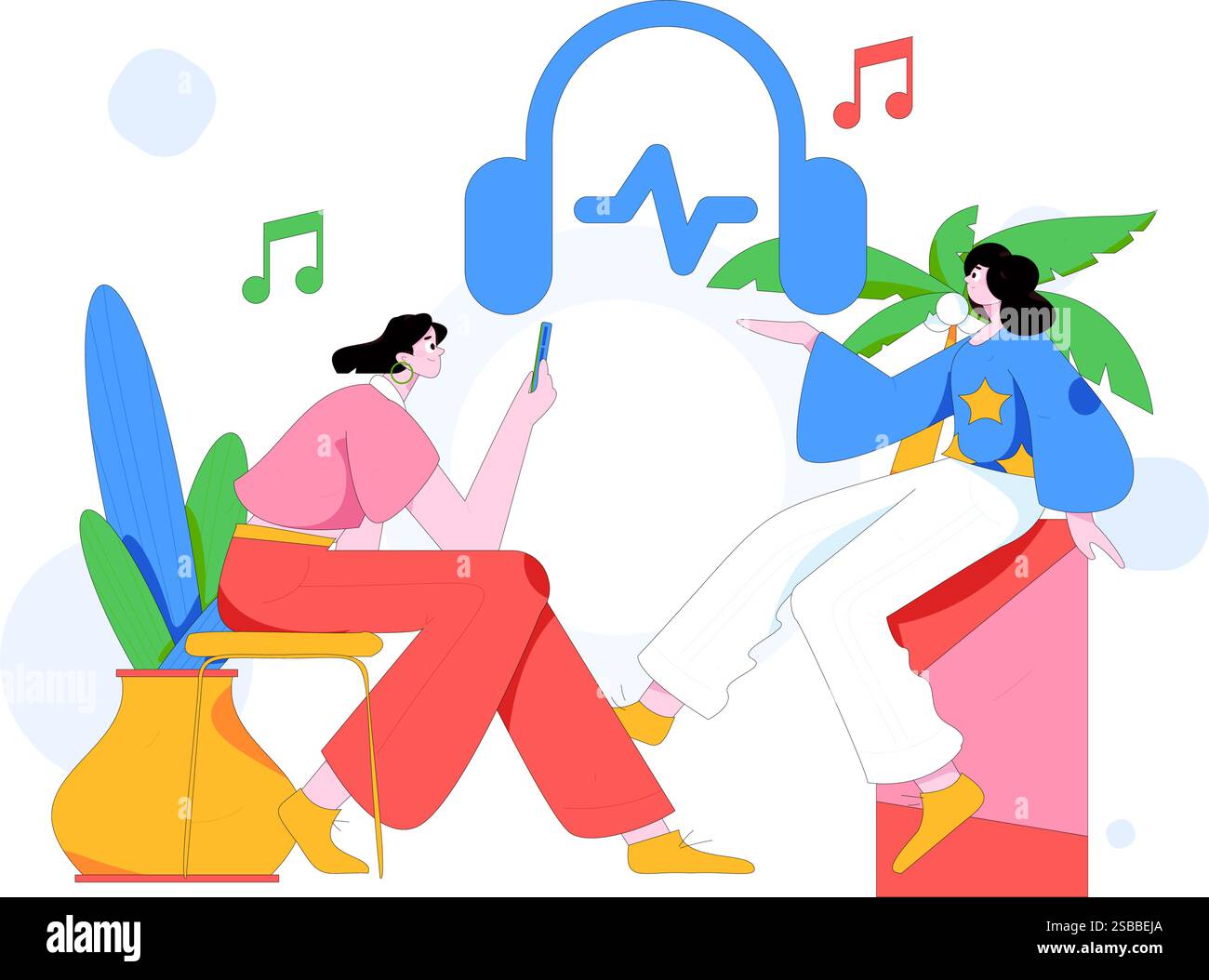 Music characters scene flat vector concept operation illustration Stock ...