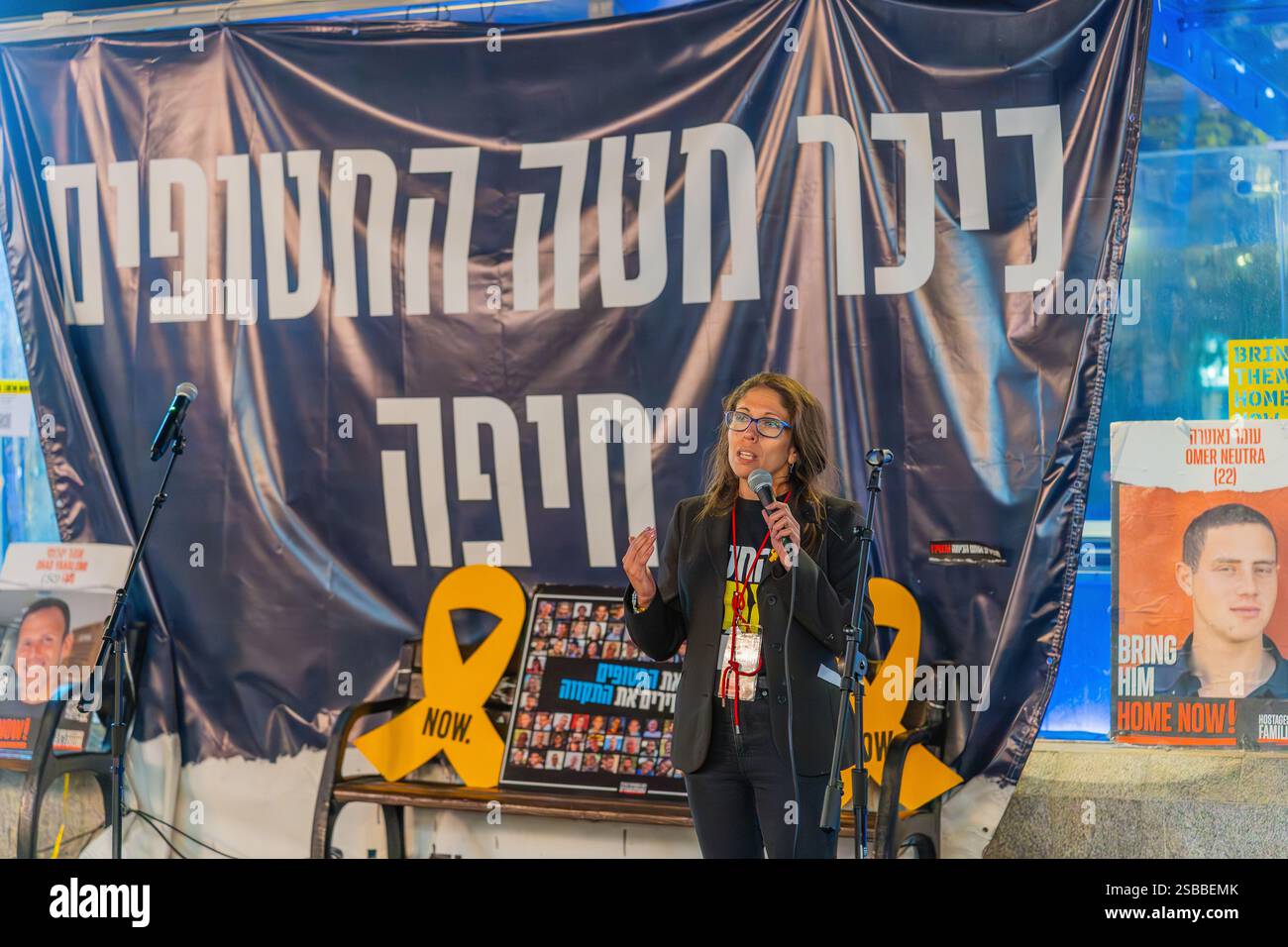 Haifa, Israel - January 30, 2025: Dr. Daniela Mazor speaks to the crowd ...