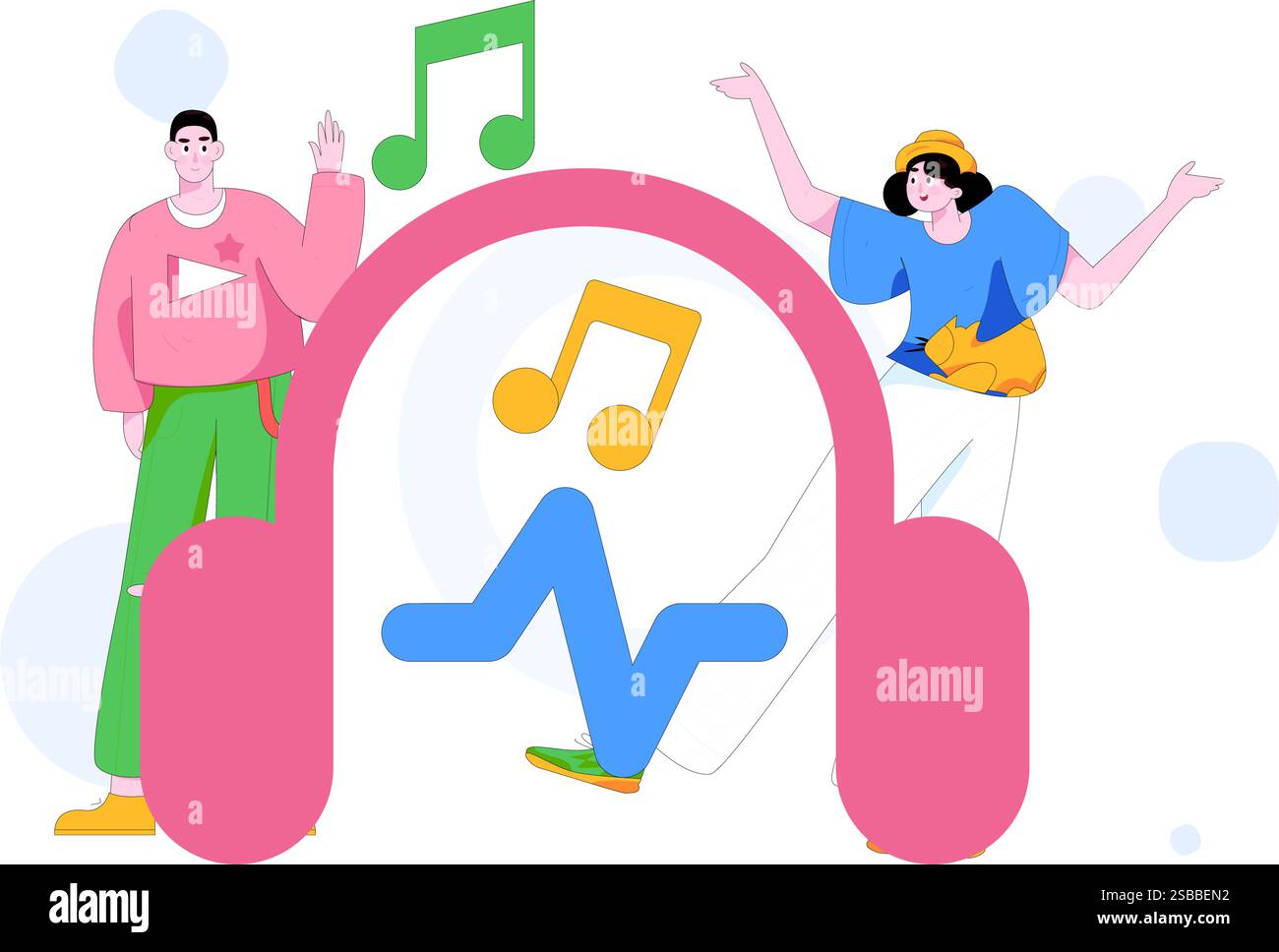 Music characters scene flat vector concept operation illustration Stock ...