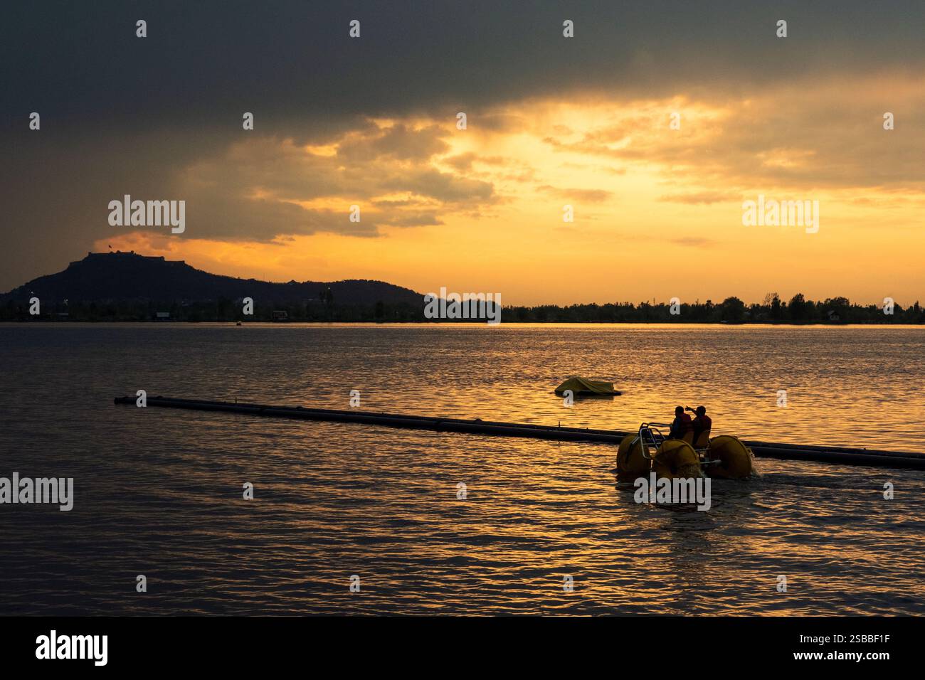 Sunset at Dal Lake in Srinagar Kashmir; Dal is a freshwater lake in ...