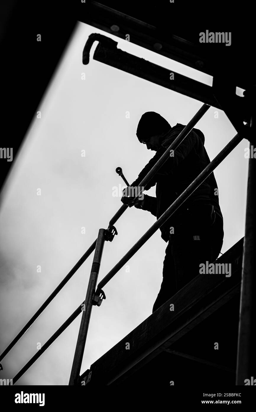 Restoration construction work on Black and White Stock Photos & Images ...