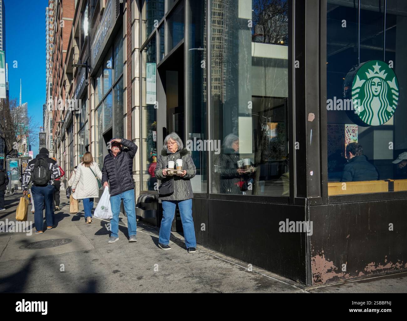 Starbucks shoppers in Chelsea in New York on Friday, January 24, 2025 ...