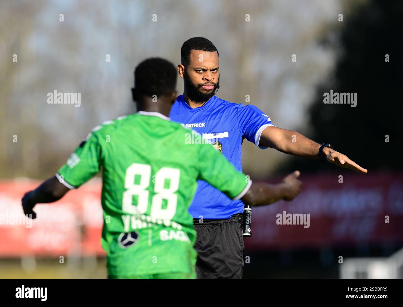 Boussu, Belgium. 02nd Feb, 2025. Francs Borains' Abdoulaye Yahaya ...