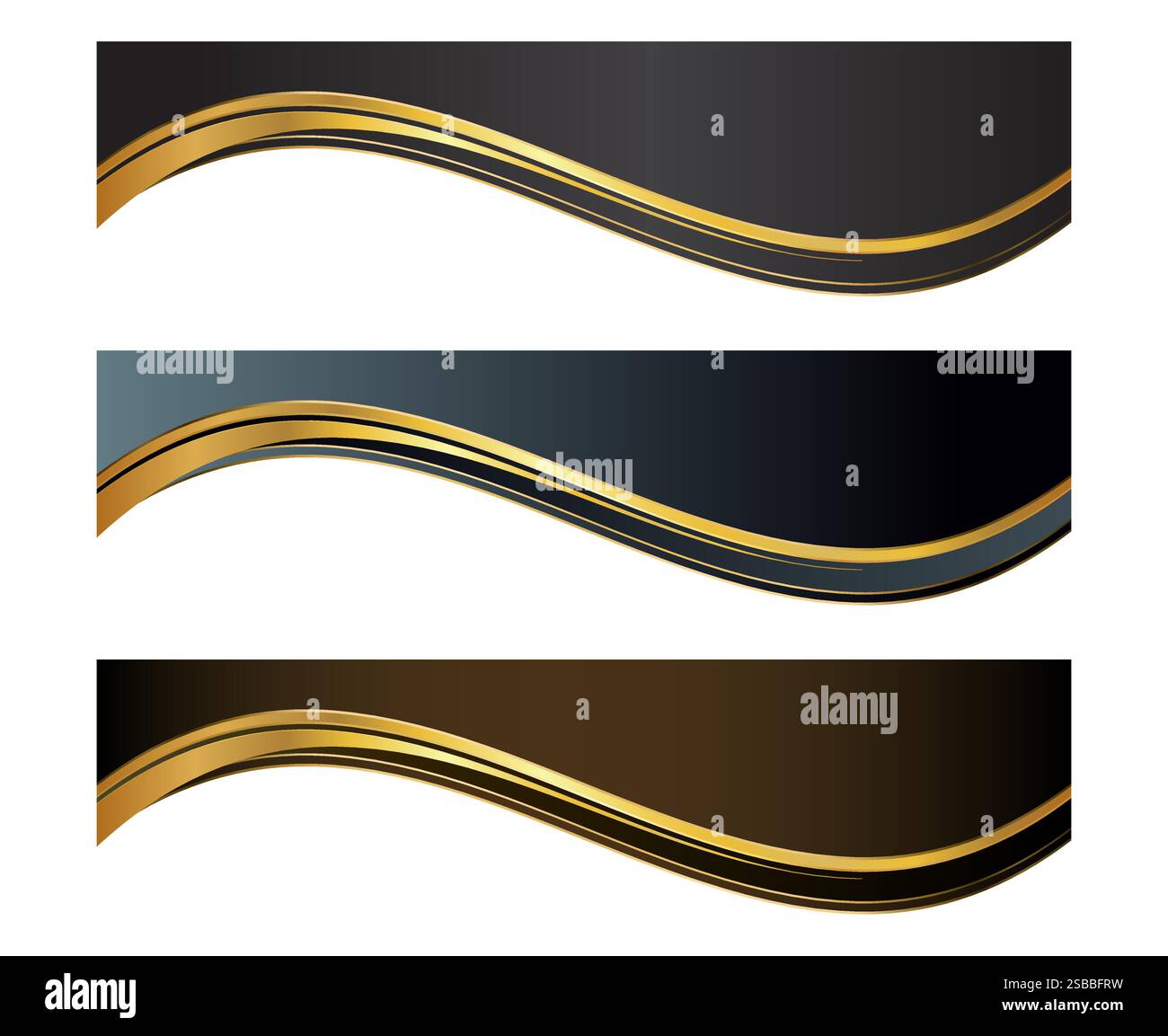 Dark Black, Brown and Gold Letterhead Header Divider Template Set Stock ...