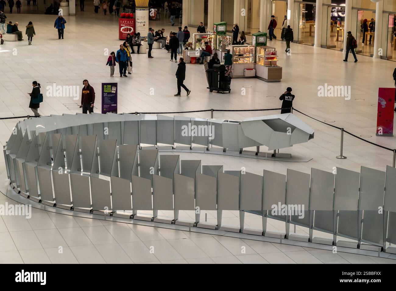 150 long aluminum snake sculpture at the Westfield World Trade Center ...