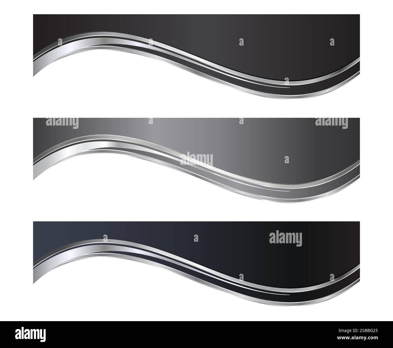 Black and Gray Letterhead Header Divider Template Set with Silver Wave ...