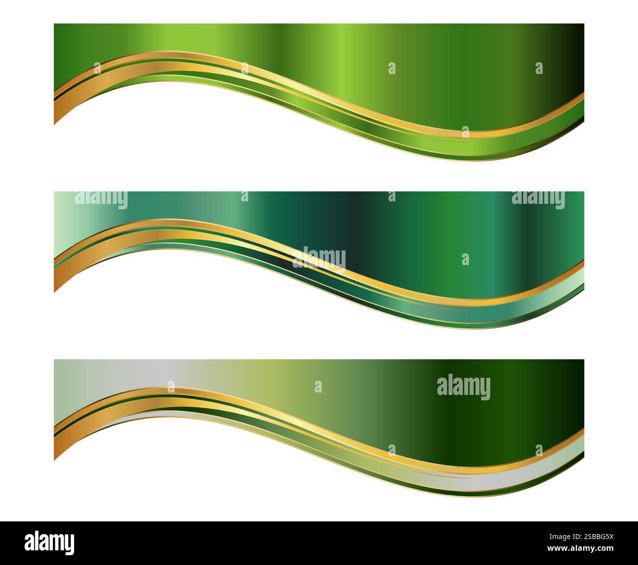 Green and Gold Letterhead Header Divider Template Set Stock Vector ...