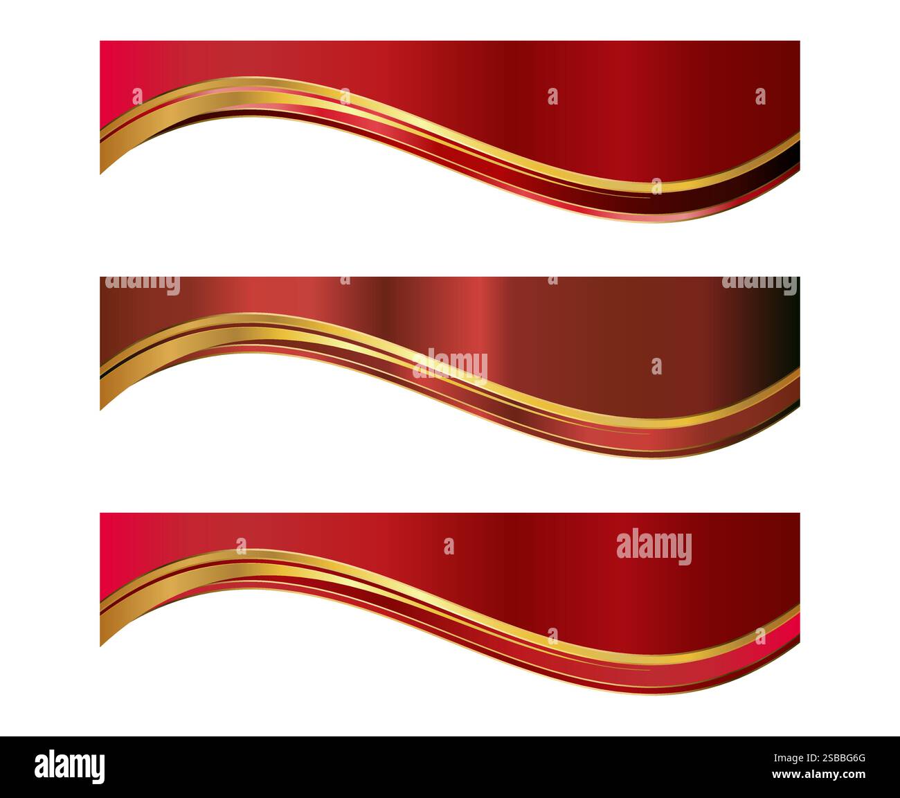 Red Gold Letterhead Header Divider Template Set Stock Vector Image ...