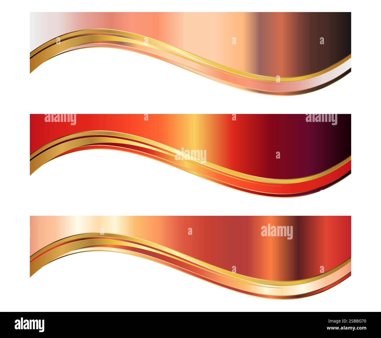 Red, Pink and Gold Letterhead Header Divider Template Set Stock Vector ...