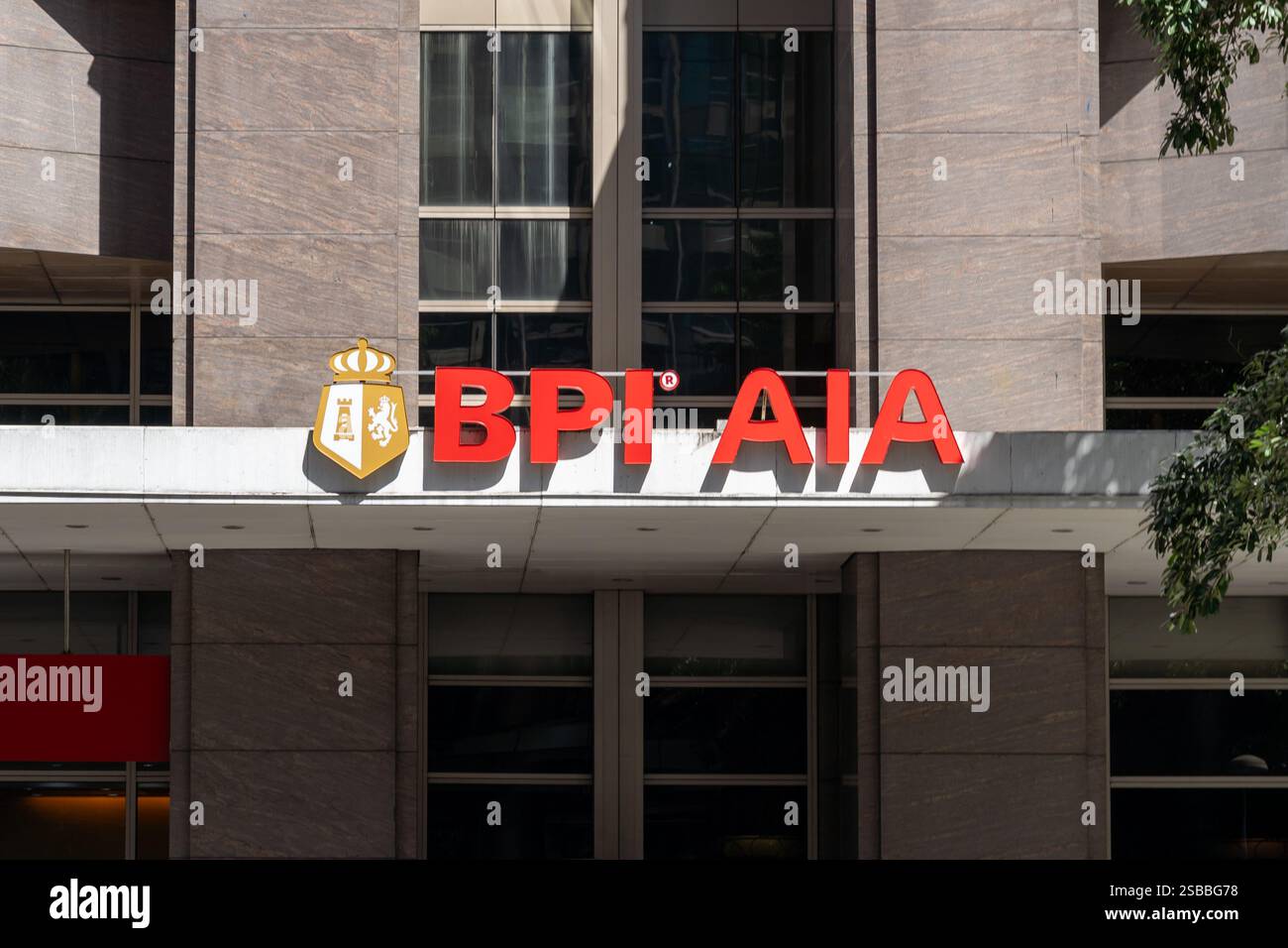 BPI AIA logo and sign on the office building Makati City, Philippines ...
