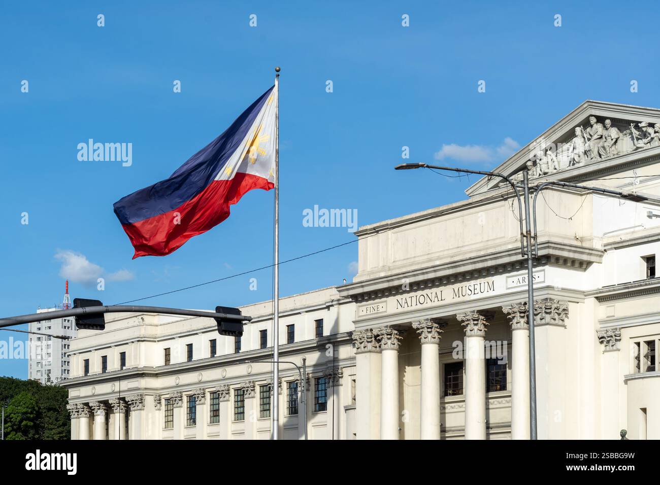 National Museum of Fine Arts with the Philippine national flag in ...