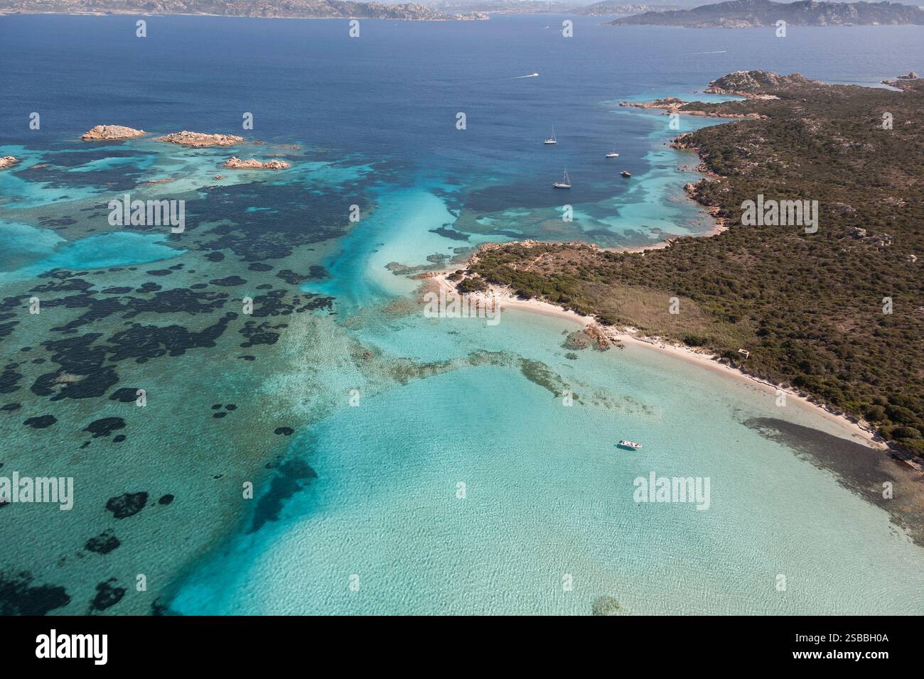 aerial view part of beautiful Archipelago La Maddalena Sardinia Stock ...
