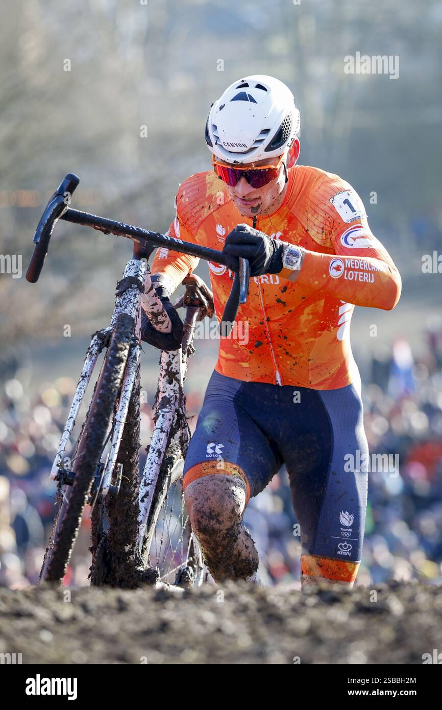 LIEVIN - Cyclist Mathieu van der Poel in action during the cyclocross ...