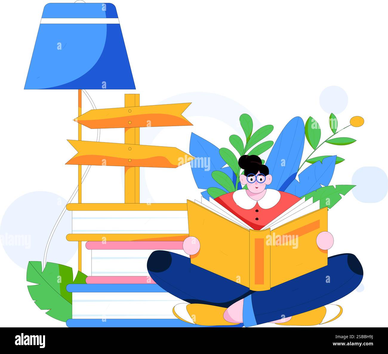 Character reading quietly vector concept operation hand drawn ...