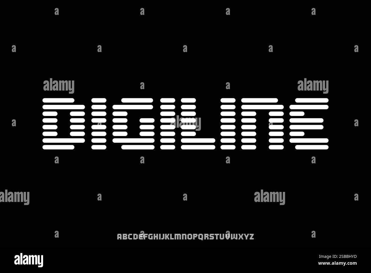Modern abstract digital stripe alphabet display font vector illustration Stock Vector Image ...